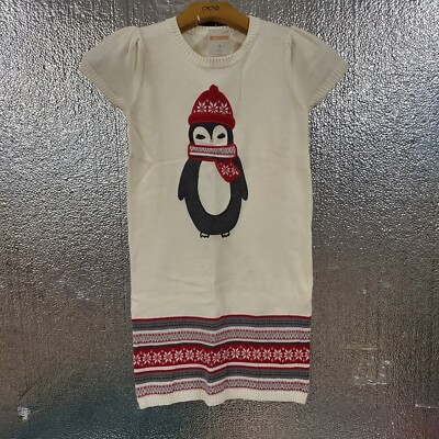 GYMBOREE Girls PENGUIN Sweater Dress Short Sleeve Knee Length Size 10 ...