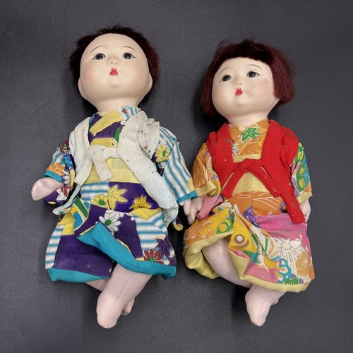 Vintage Japanese Ichimatsu Boy and Girl Dolls 8" Glass Inset Eyes | eBay