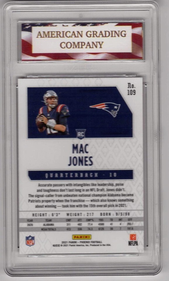 2021 Phoenix #109 Mac Jones Rookie Card AGC 10 Gem Mint | eBay