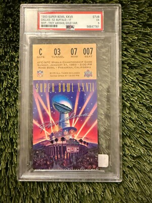 1993 SUPER BOWL XXVII DALLAS 53 BUFFALO 17 MVP T. AIKMAN GOLD VAR STUB ...