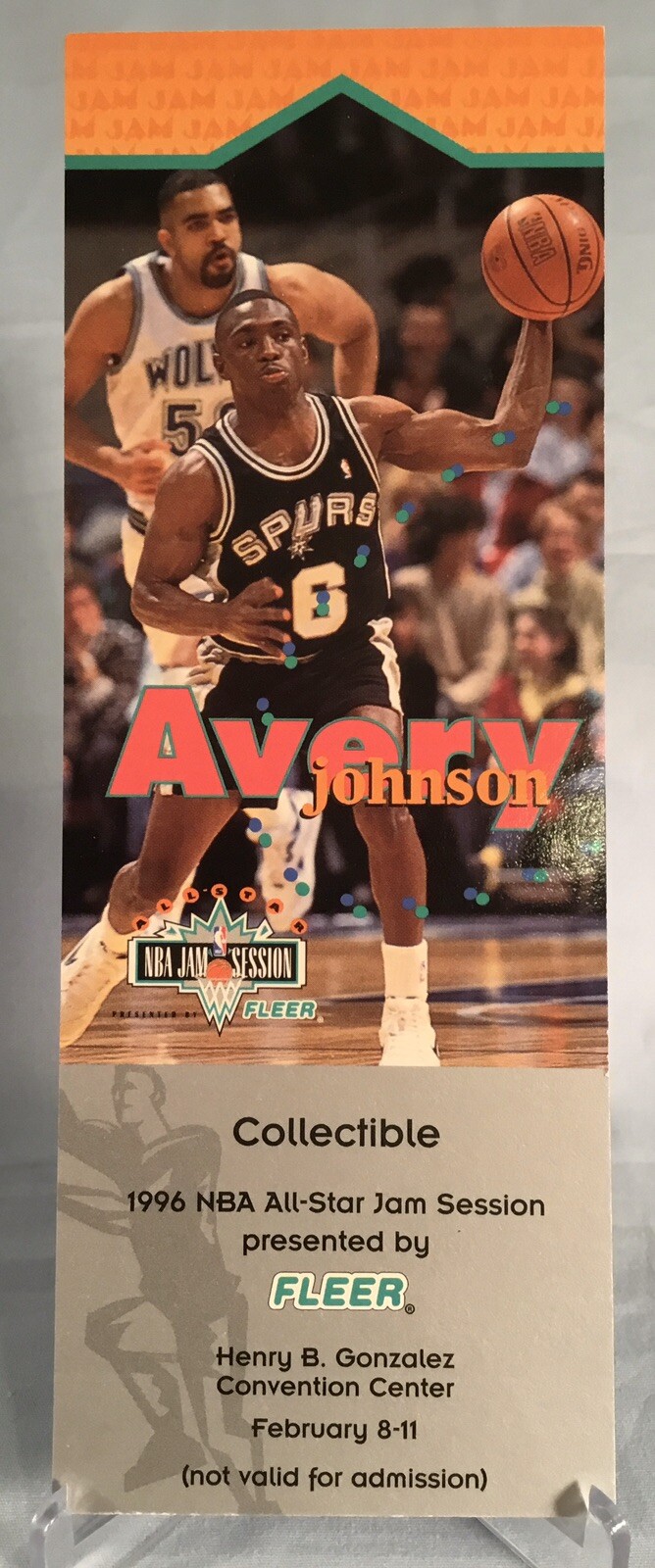 1996 NBA All-Star Jam Session Collectible Ticket Avery Johnson Spurs ...