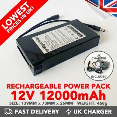 12v Power Bank 12000mAh Rechargeable Li-ion Portable Battery Pack (DC ...