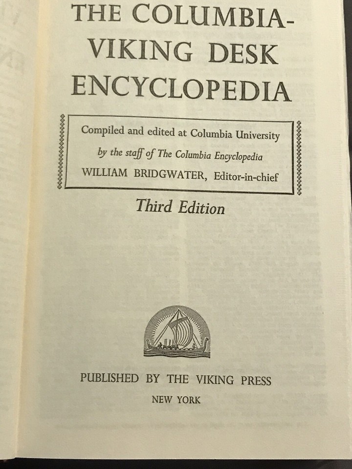 The Columbia Viking Desk Encyclopedia 3rd Edition Volume 2 1968 ...