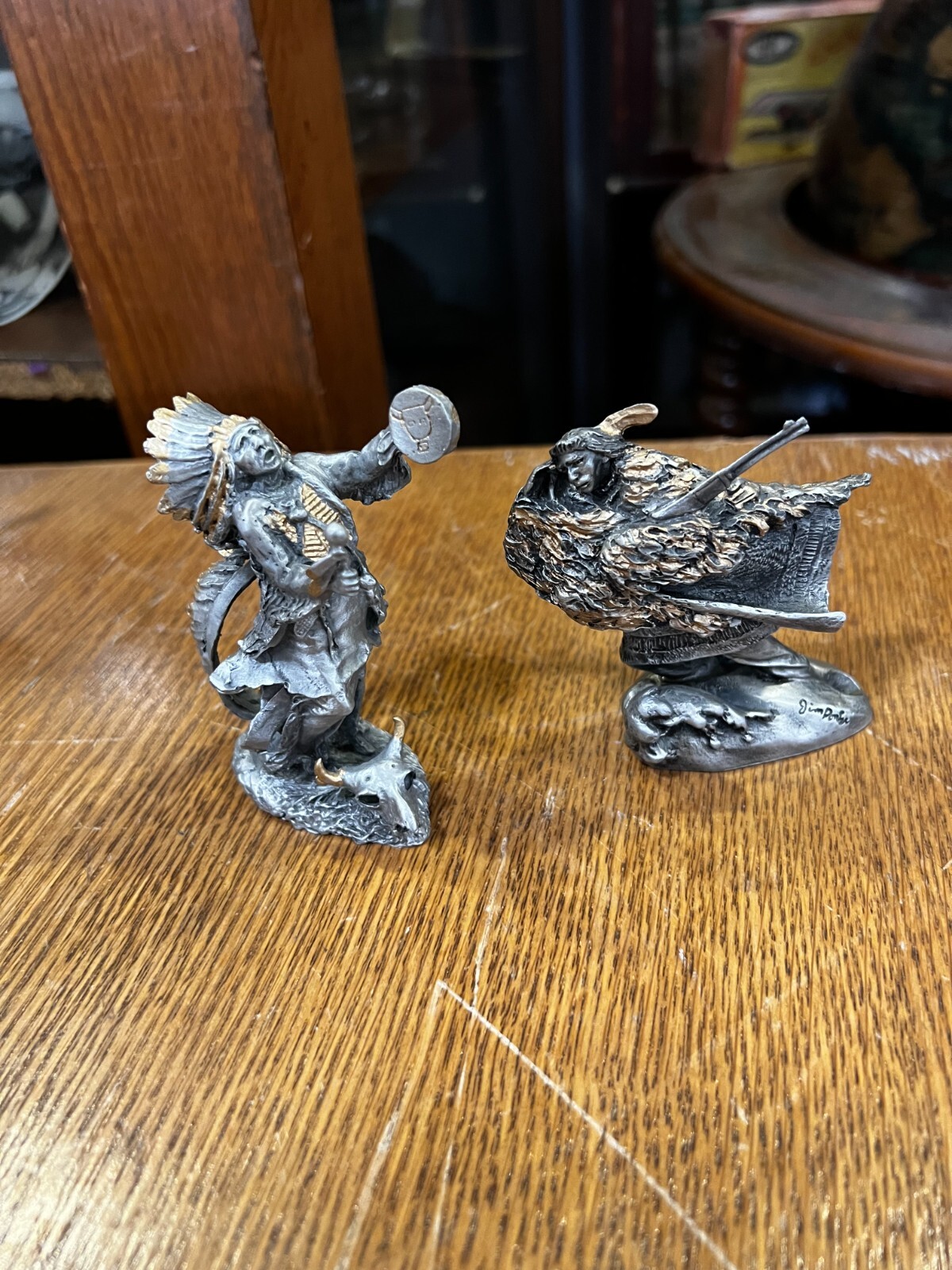 Lot of 2 Jim Ponter Franklin Mint Pewter Figurines _ Sitting Bull ...