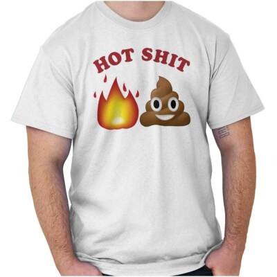 Hot S*** Fire Poop Emoji Funny Emoticon Meme Womens or Mens Crewneck T ...