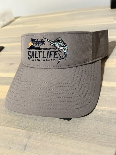 SALT LIFE Hat Cap Visor Livin' Salty Marlin Deep Sea Fishing Sportsman ...