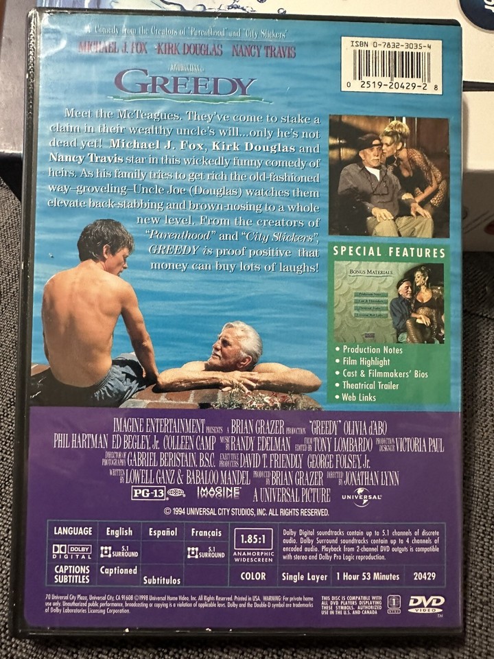 Greedy (DVD, 1994) Michael J. Fox Like New 25192042928 | eBay