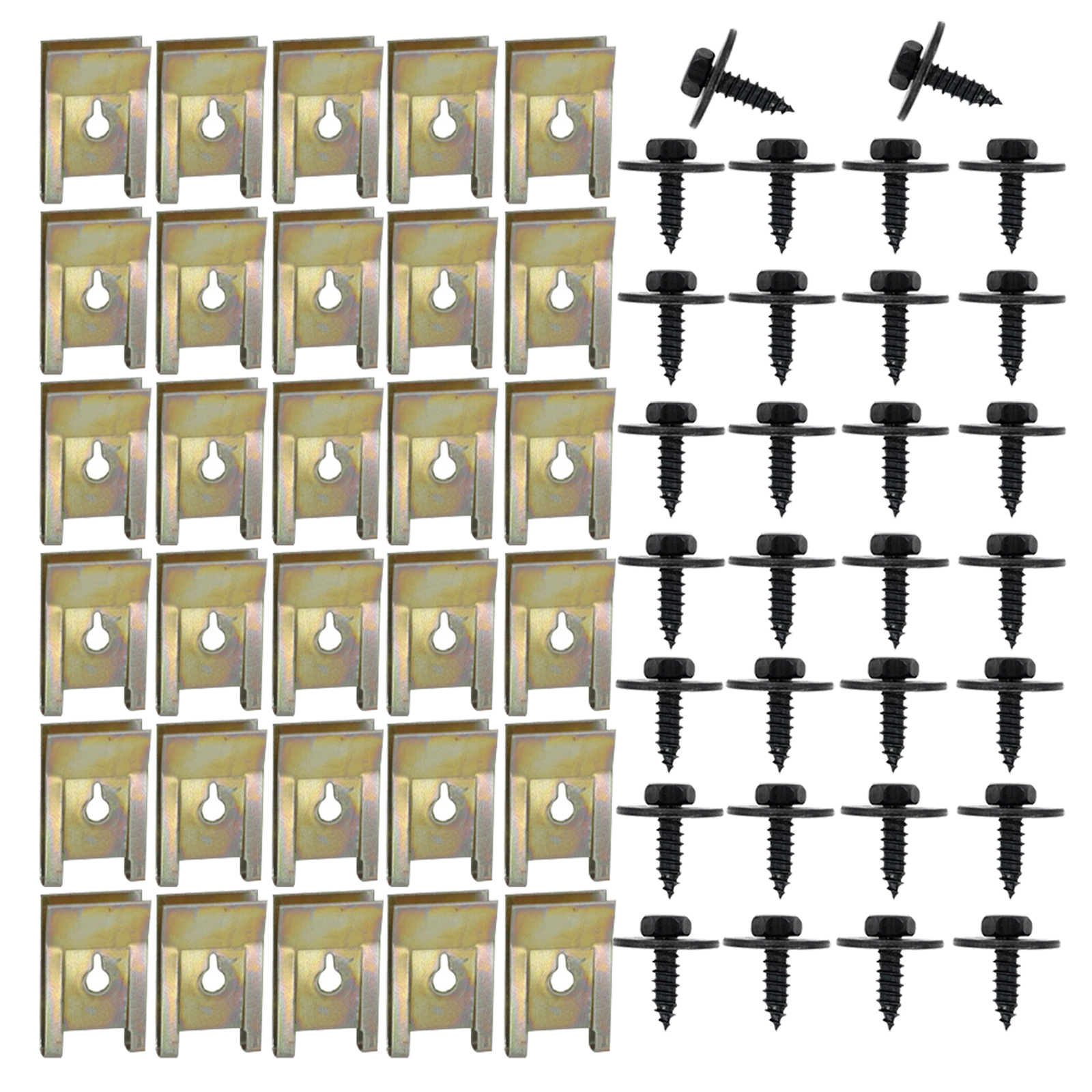 60pcs Rivet Self Tapping U Type Repair Screw Nut Clip Kit Bumper Guard ...