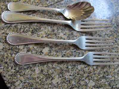 *Vintage Alaska Silverware 4 DINNER Forks & SUGAR SPOON Flatware | eBay