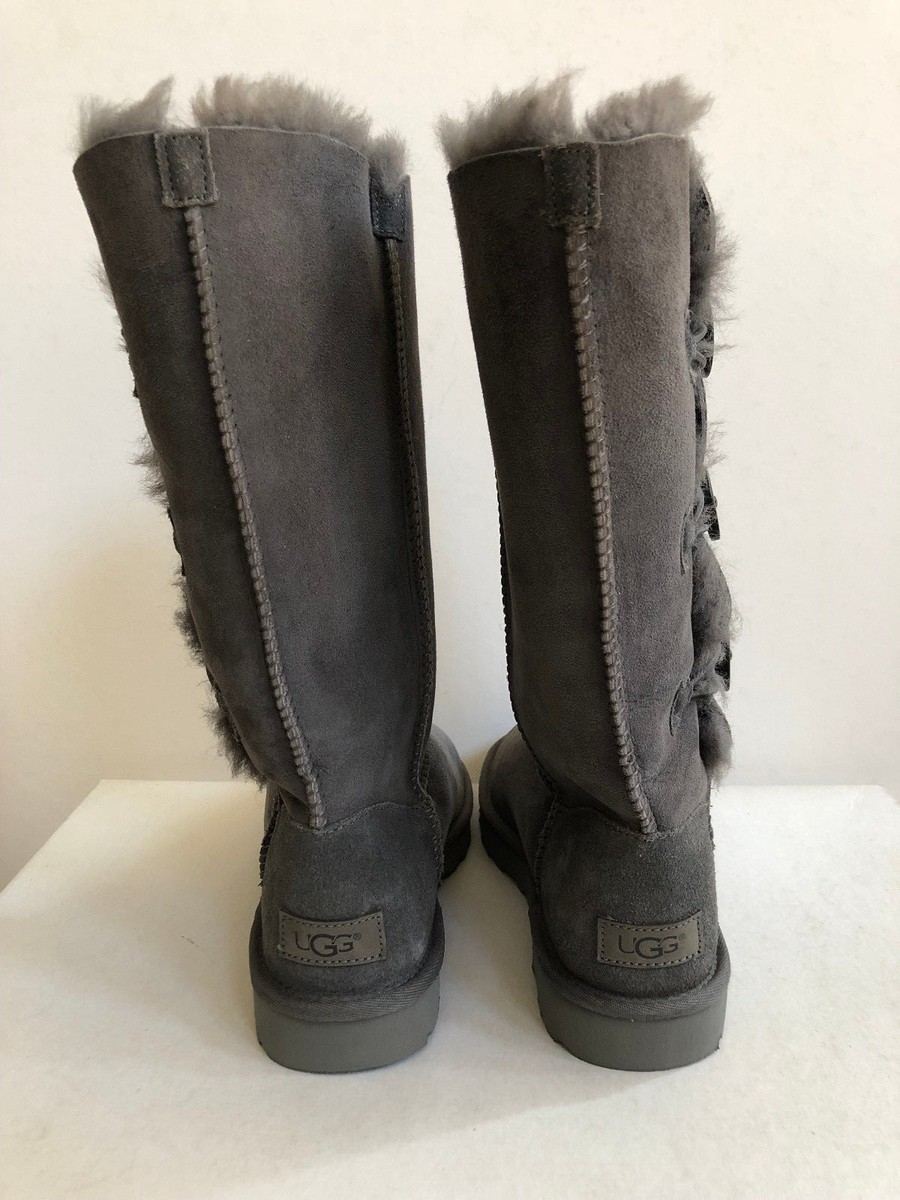 Tall Gray Uggs With Buttons