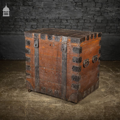 Large Victorian Iron Bound Oak Silver Chest on Castors | eBay UK