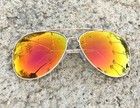 Large GOLD Reflective Flash Mirror Fashion Big Women Aviator Sunglasses ...