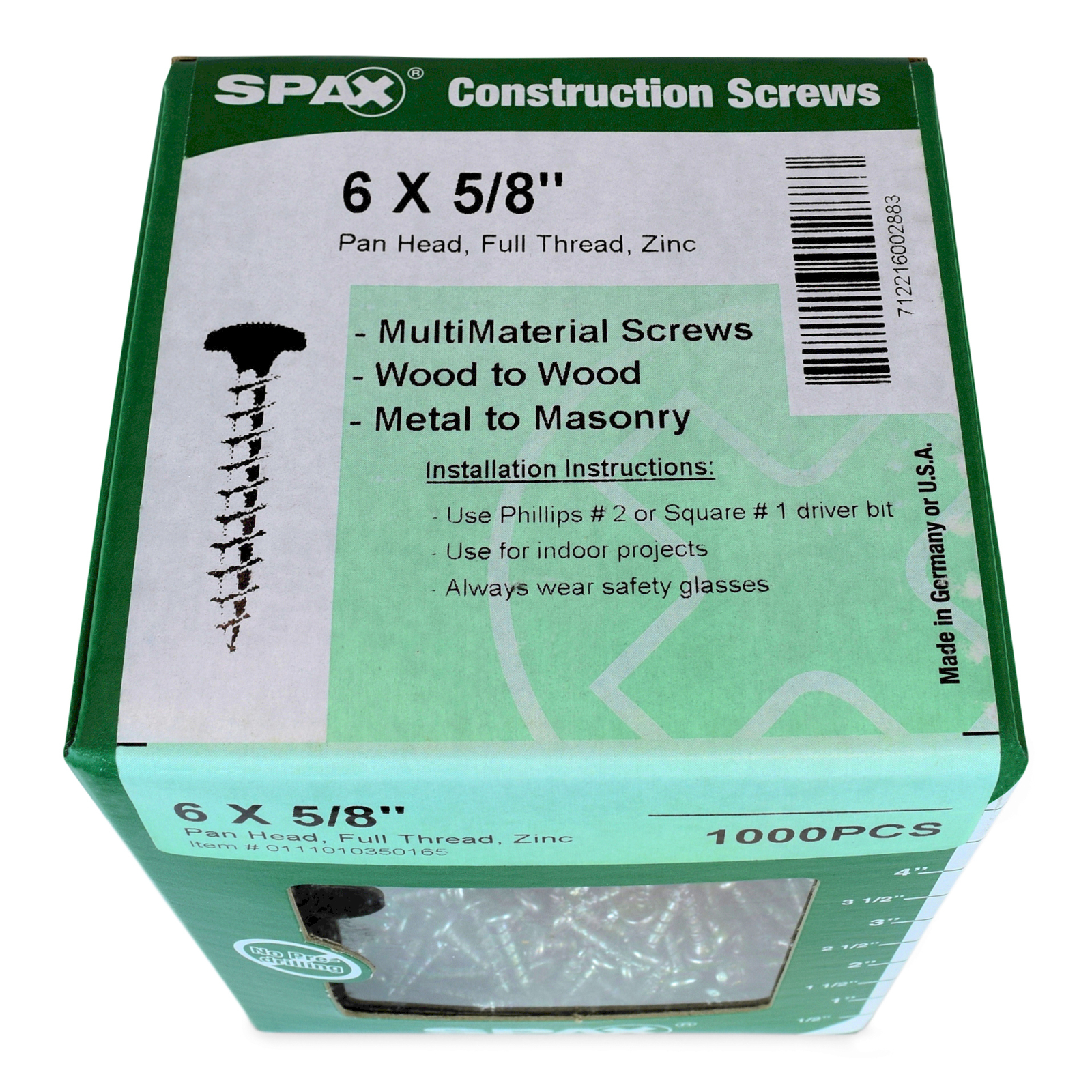 (1,000) Spax #6 x 5/8" Pan Head Wood Screws, 4Cut Point, Phillips #2 ...