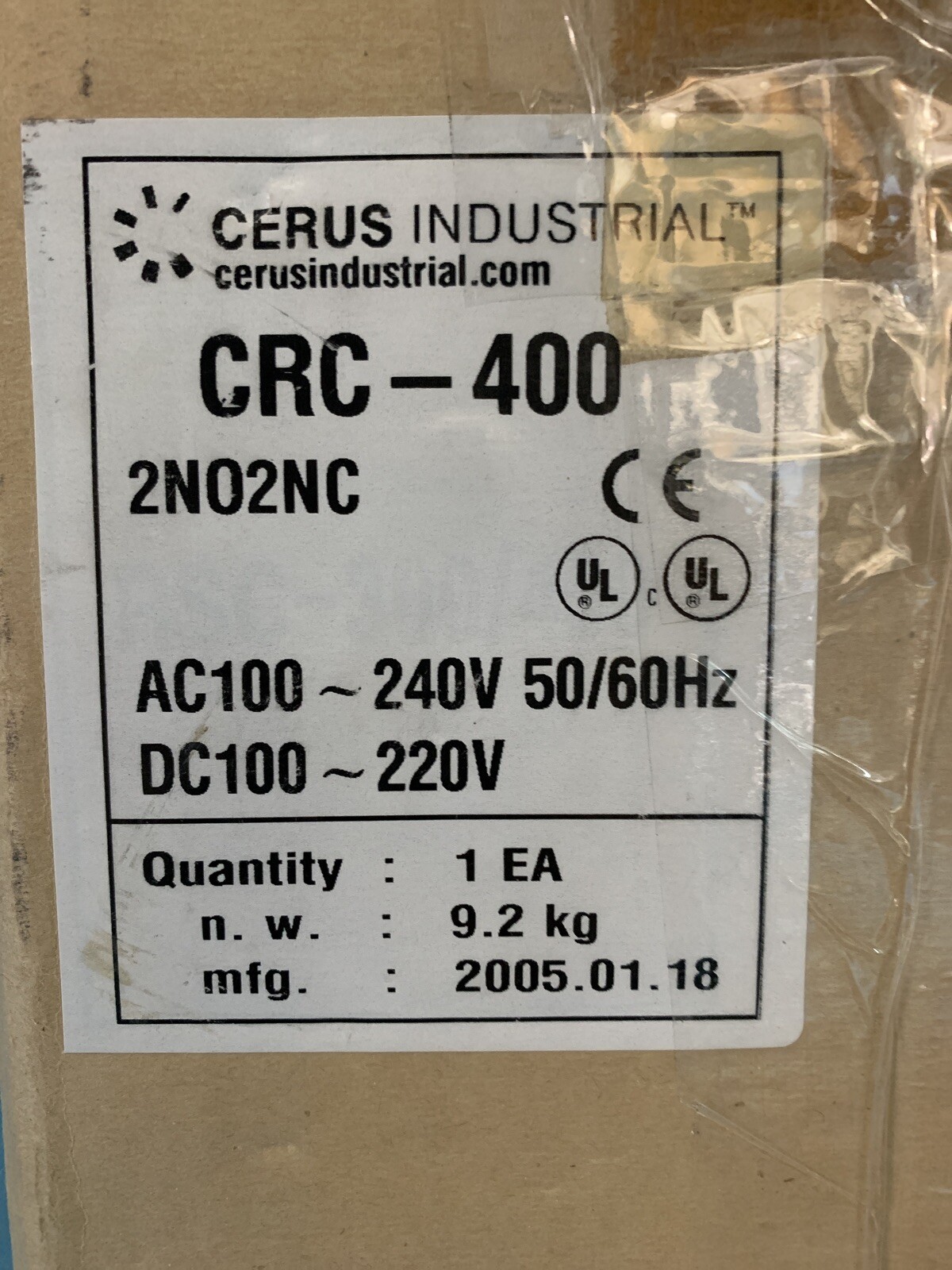 CERUS IND CRC-400-240V ORION CONTACTOR Coil: 100-240AC 100-220DC NEW ...