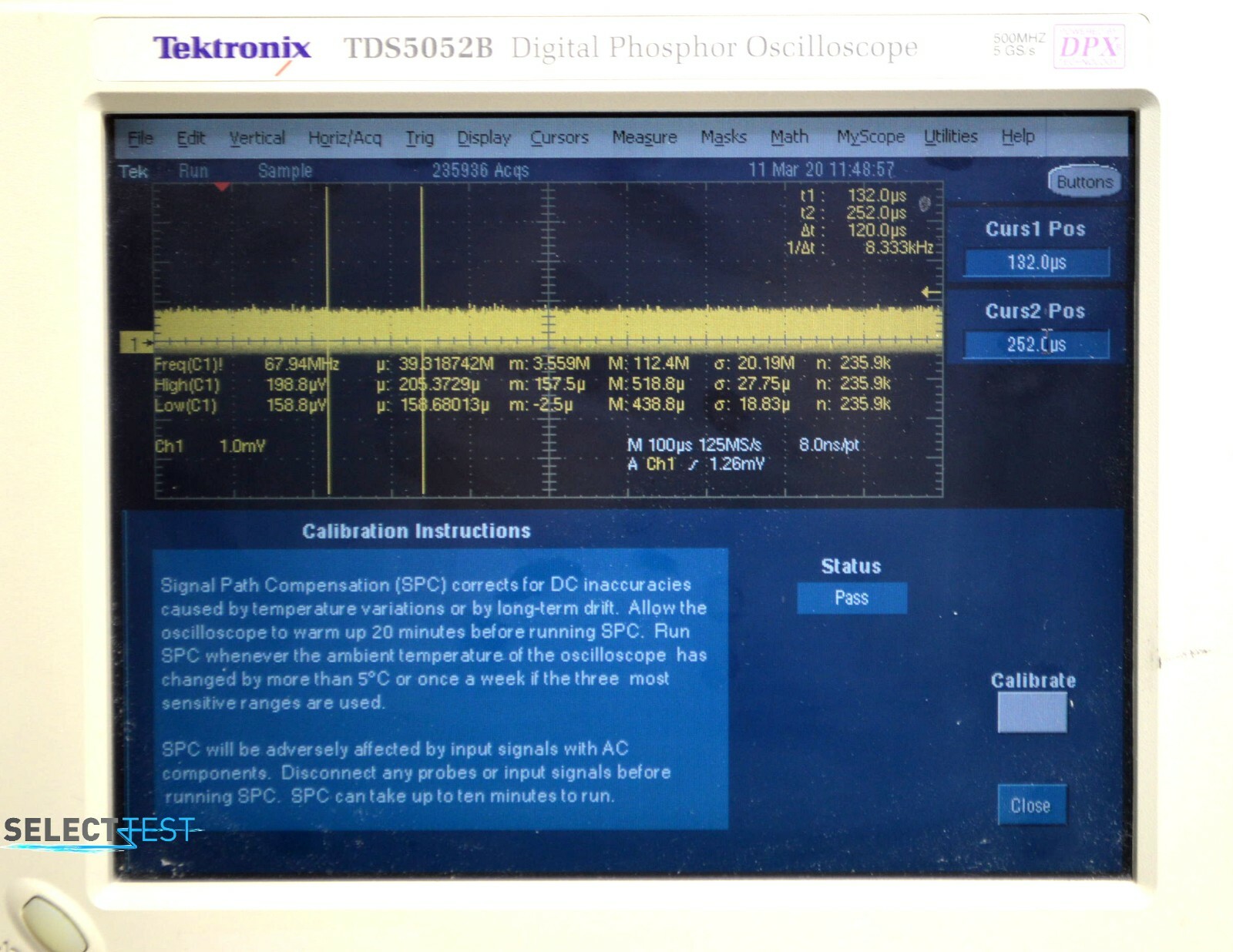 TEKTRONIX TDS5052B 500 MHz, 5 GS/s, 2 CHANNEL OSCILLOSCOPE **LOOK ...