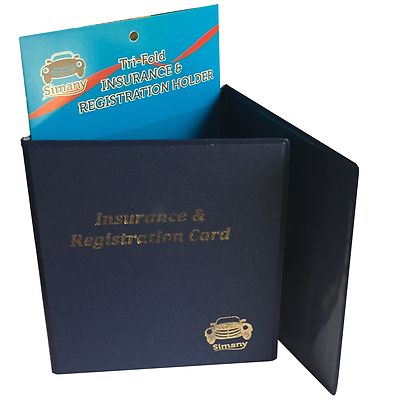 Blue Tri-Fold AUTO CAR TRUCK INSURANCE REGISTRATION CARD HOLDER 5.25"x6 ...