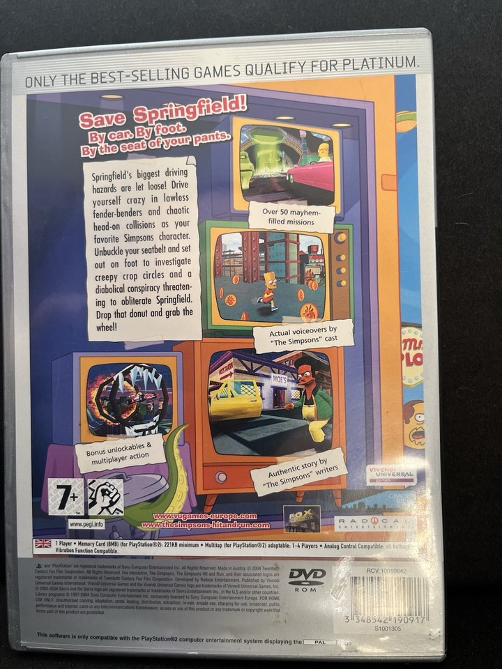PS2 The Simpsons Hit & Run Platinum / mit Anleitung / Sony PlayStation ...