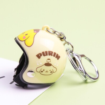 Sanrioed Motorcycle Helmet Key Chain Kawaii Pompompurin Keychains Car ...
