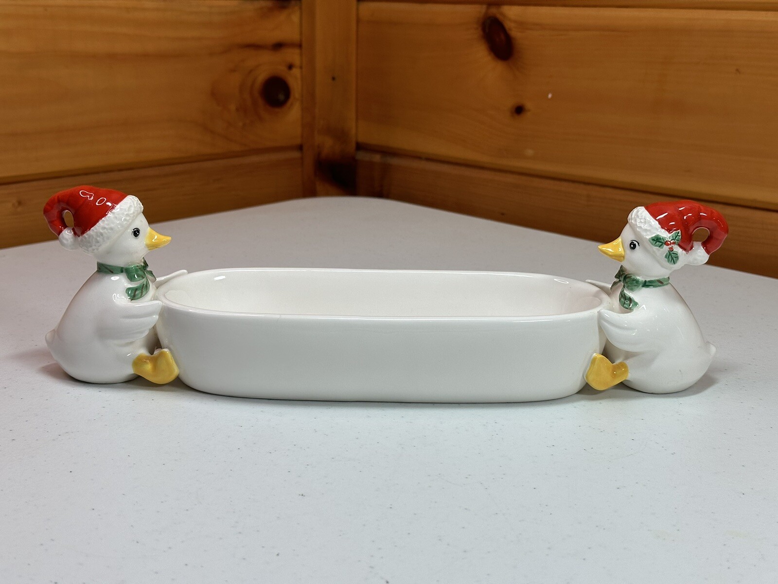 Vintage Fitz & Floyd Christmas Duck Ceramic Cracker Dish 12" x 4 ...