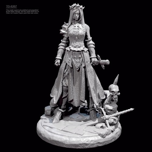 1/24 resin figure model kit Fantasy Knight Demon Realm Princess 3D ...