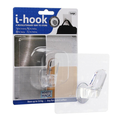 White Magic i-Hook 10cm Multi-Surface Wall Mounted Hook Organiser Large ...
