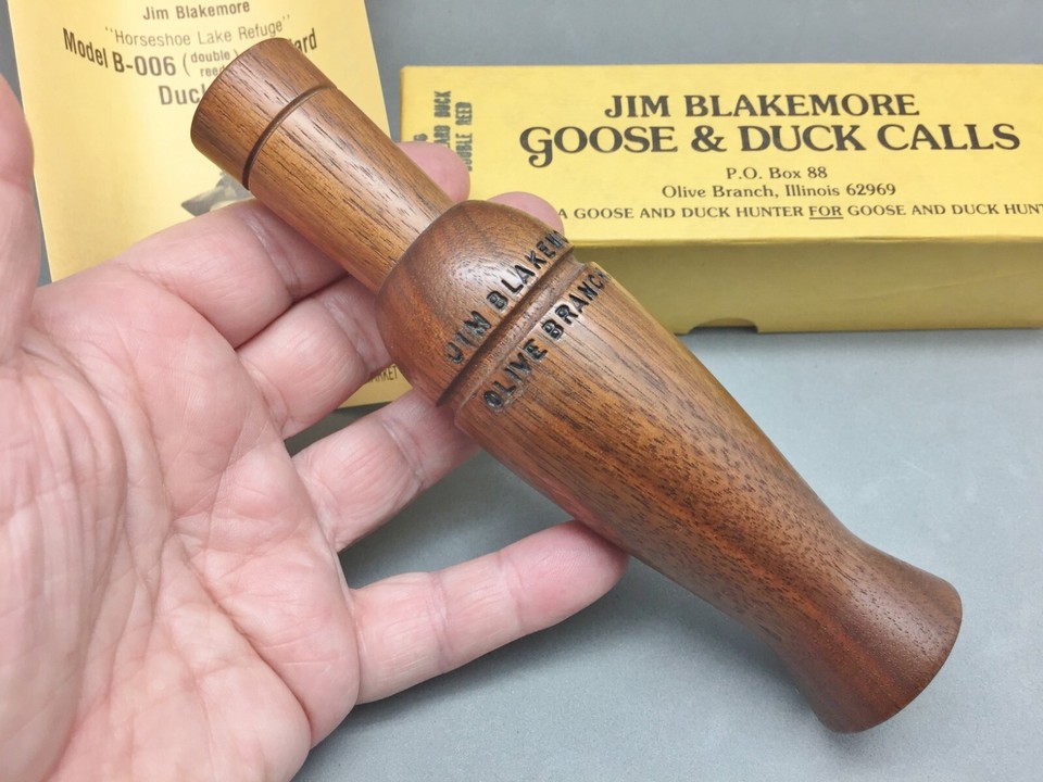 Jim Blakemore #006 Mallard Duck Double Reed Call w/ Box, Papers Olive ...