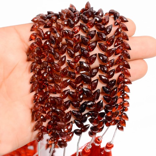 Natural Red Garnet Gemstone Teardrop Shape Faceted Beads 6X4 mm Strand ...