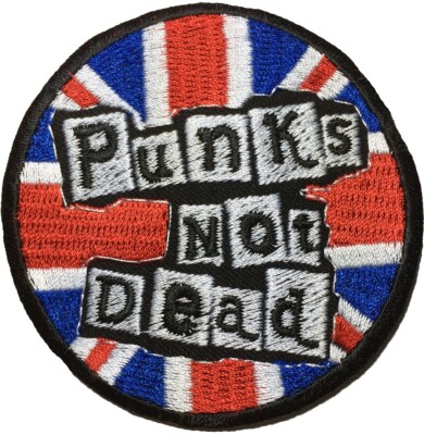 PUNKS NOT DEAD Union Jack Flag UK Punk United Kingdom Pop Rock Sew Iron ...