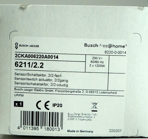 Busch-Jaeger Sensor/Schaltaktor 6211/2.2 IP20 Bussystem-Schaltaktor | eBay