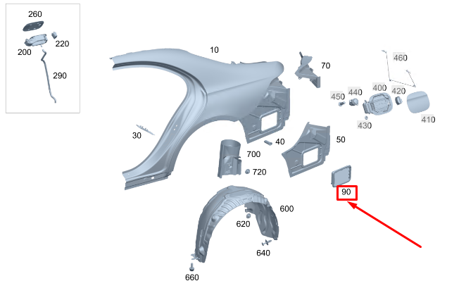 MERCEDES-BENZ S W223 Lüftungsklappe für Kotflügel hinten A2238303901 ...