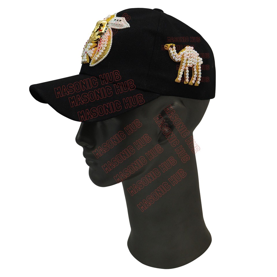 Masonic Shriner Black Cap - Handcrafted with Camel Emblem Rhinestones ...