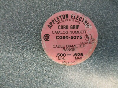 APPLETON CG90-5075 Cord Connector (1) 3/4" .500 - .625 Range 90 Degree ...