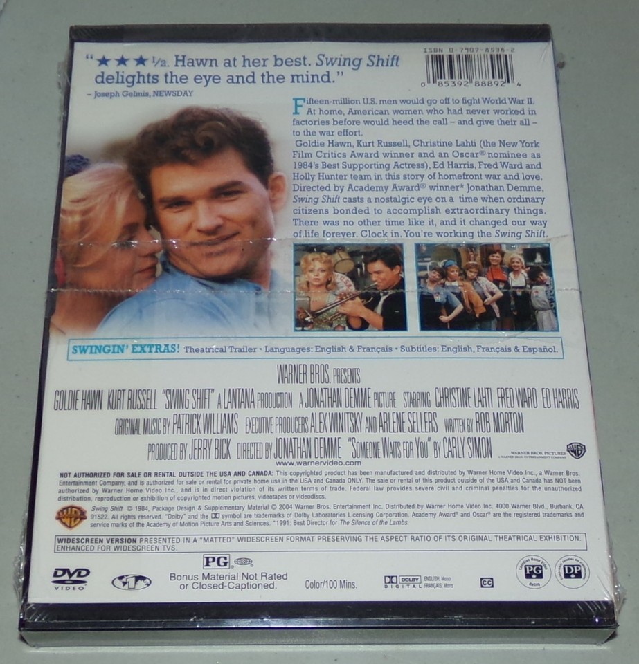 Swing Shift (DVD, 1984) 2004 Goldie Hawn, Kurt Russell, Jonathan Demme ...