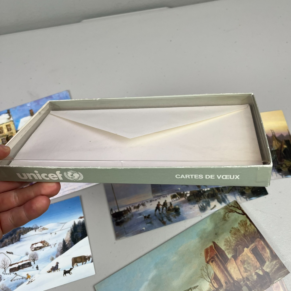 VTG Hallmark UNICEF Greeting Cards Box With Envelopes Winter Scene ...