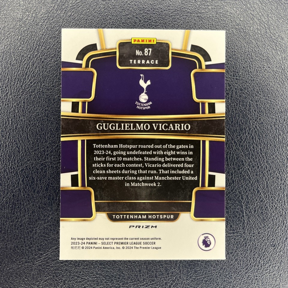 Panini Premier League Select 2023-24 Guglielmo Vicario Green Ice Prizm ...