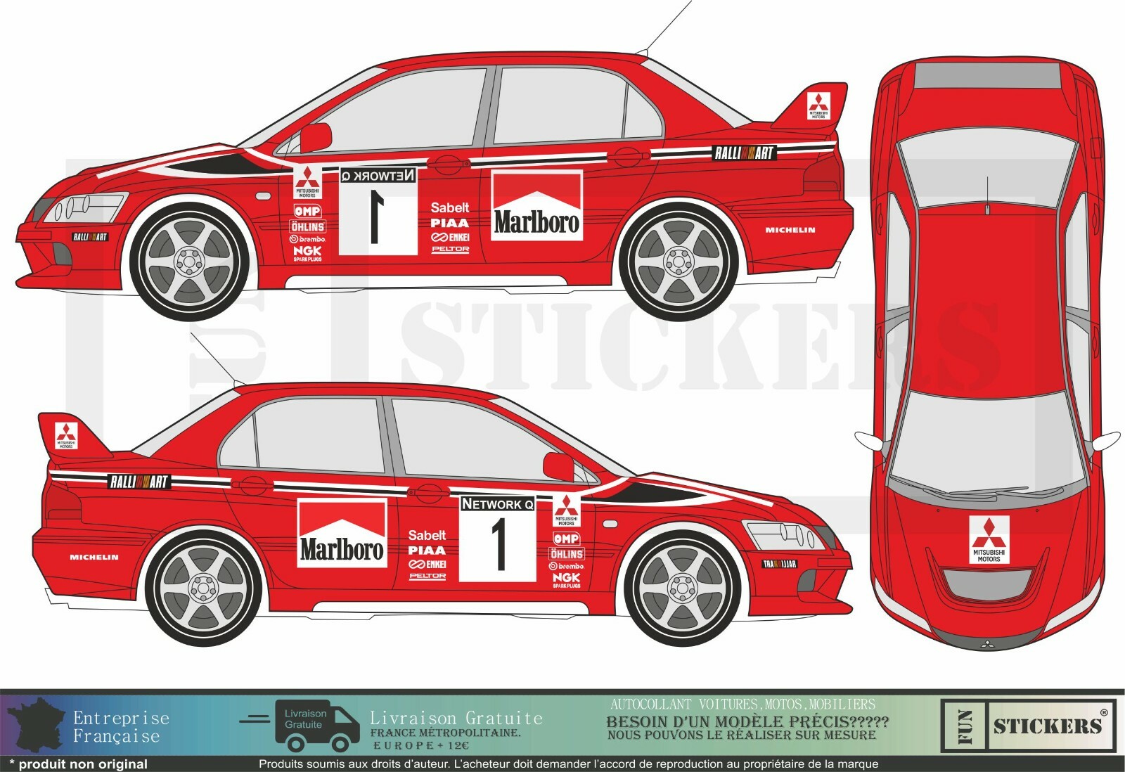 TME wrc rallye pour Lancer EVO 4 5 6 IV V VI- Stickers décoration ...