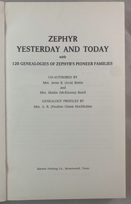 Zephyr Texas History