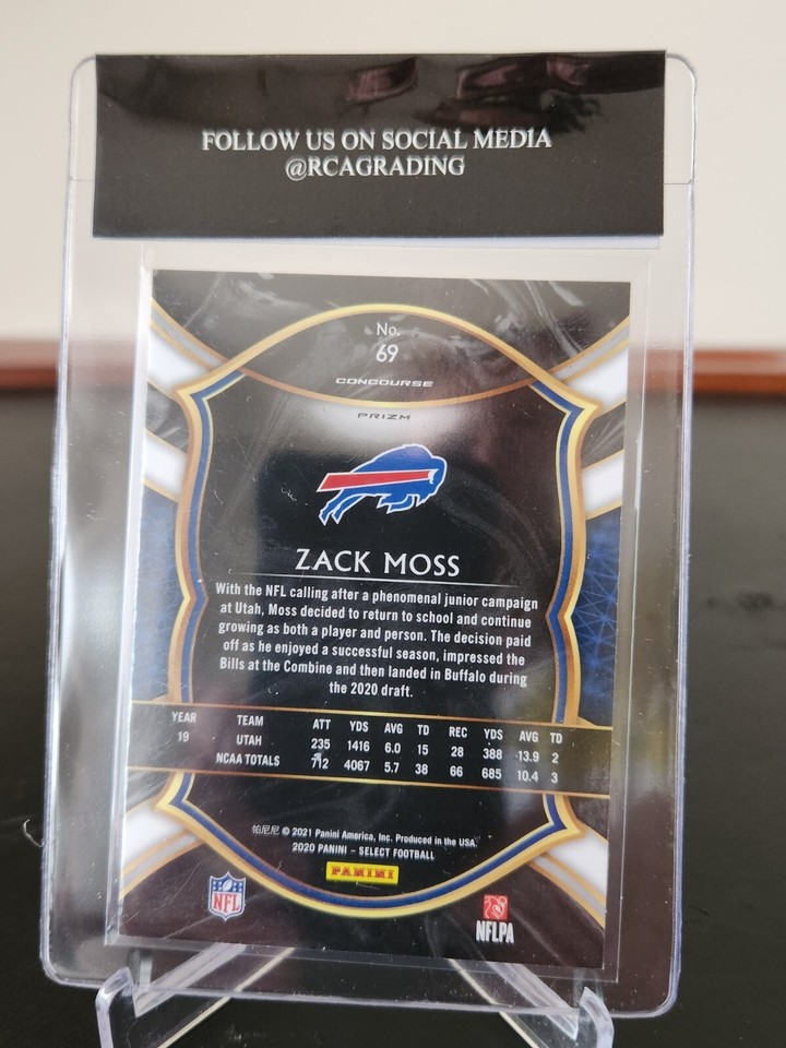 Zach Moss RC 2020 Select Concourse Silver PRIZM #69 Rookie Buffalo ...