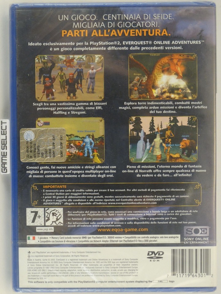 Everquest Online Aventures Mmorpg PS2 PLAYSTATION 2 Pal - Nouveau | eBay