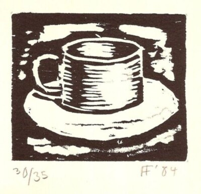 AARON FINK 'Cup', 1984 SIGNED Woodcut Print from 'Elements' Ltd. Ed ...