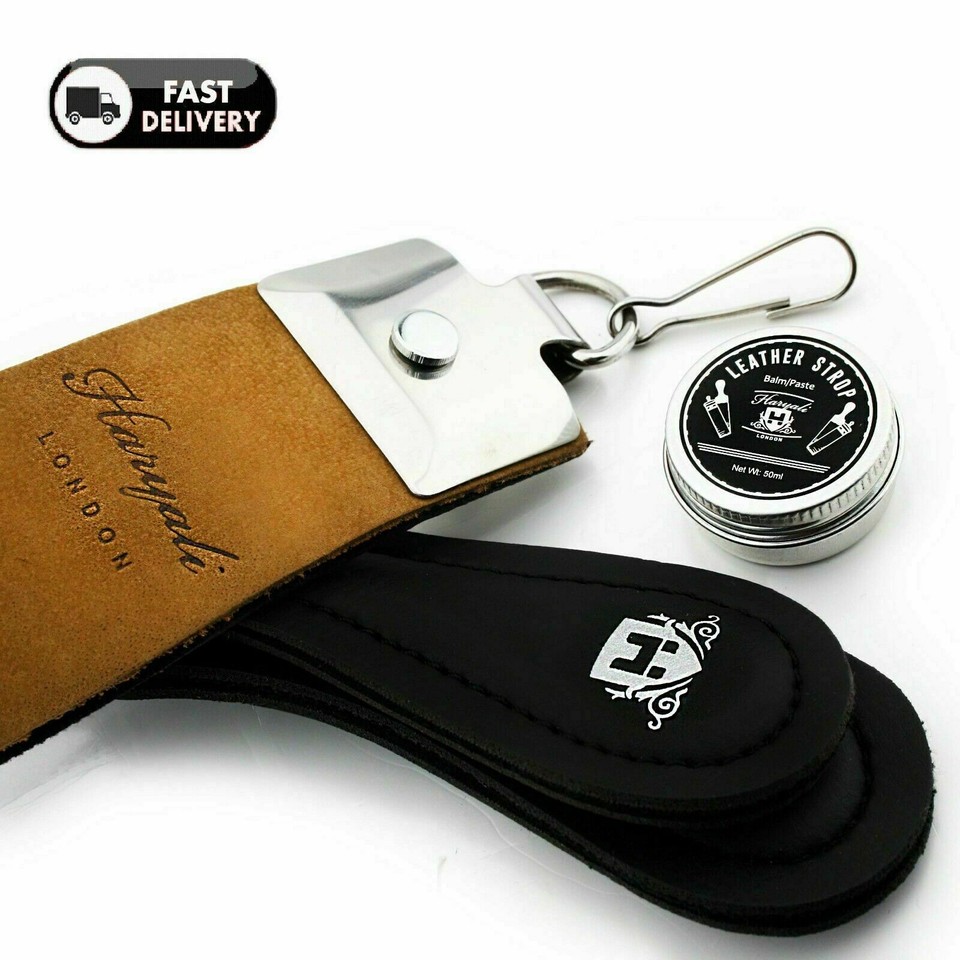 Genuine Leather Double Strop Knife Straight Razor Sharpening Belt with ...