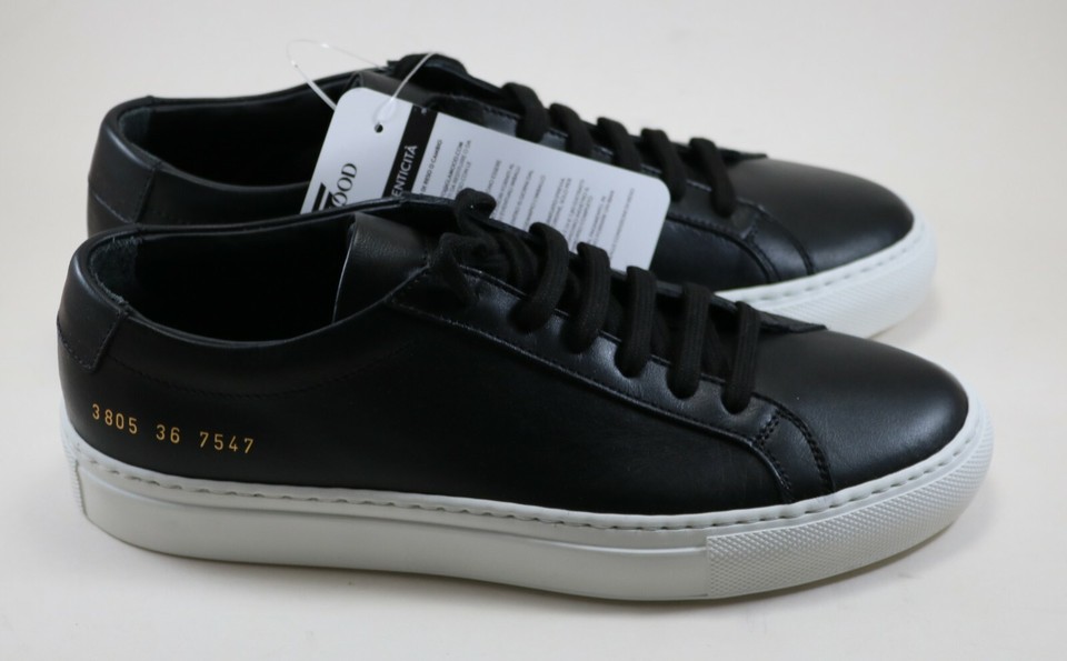 Woman by Common Projects Achilles Black Contrast Sole Sneakers Black ...