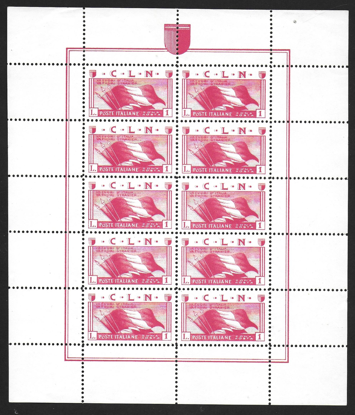 Italy/AOSTA stamps 1945 1L LOCAL CLN Sheet MLH VF | eBay