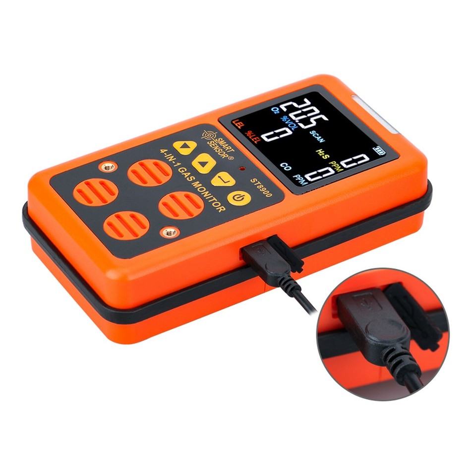 Portable 4 in 1 Multi-Gas Monitor ST8900 O2 H2S CO LEL Combustible Gas ...