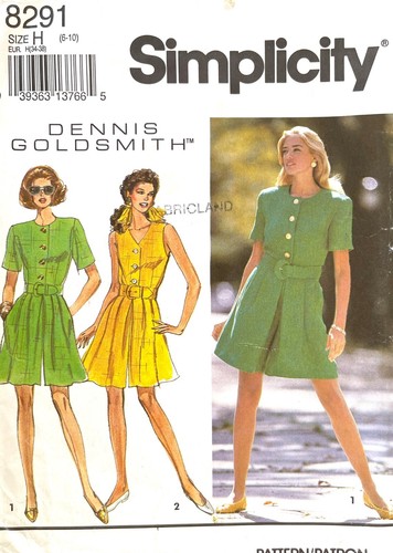 1990's Simplicity Misses' Jumpsuit Dennis Goldsmith Pattern 8291 Size 6-10 UNCUT | eBay