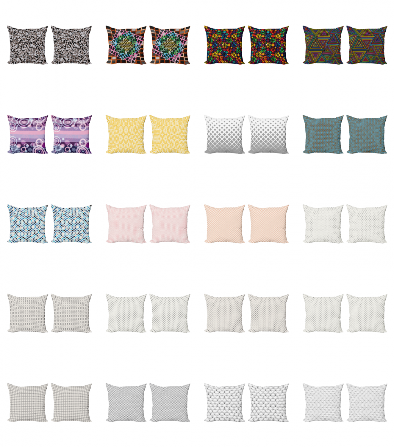 Ambesonne Geometric Design Cushion Cover Set of 2 for Couch and Bed in ...