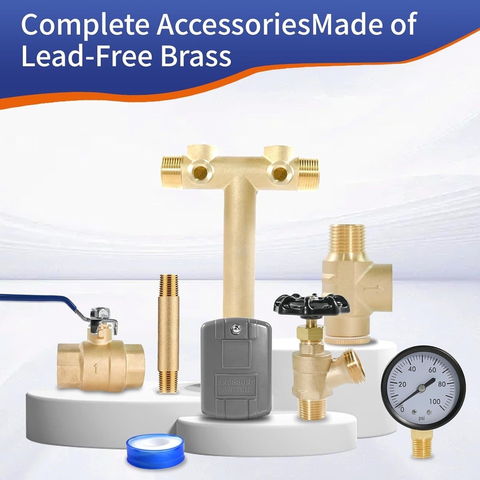 1"x 11"Well Pressure Tank Tee Kit for Water Well with Gold | eBay