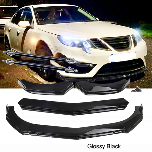 For Saab 9-3 9-5 Glossy Black Look Front Bumper Lip Splitter Spoiler ...