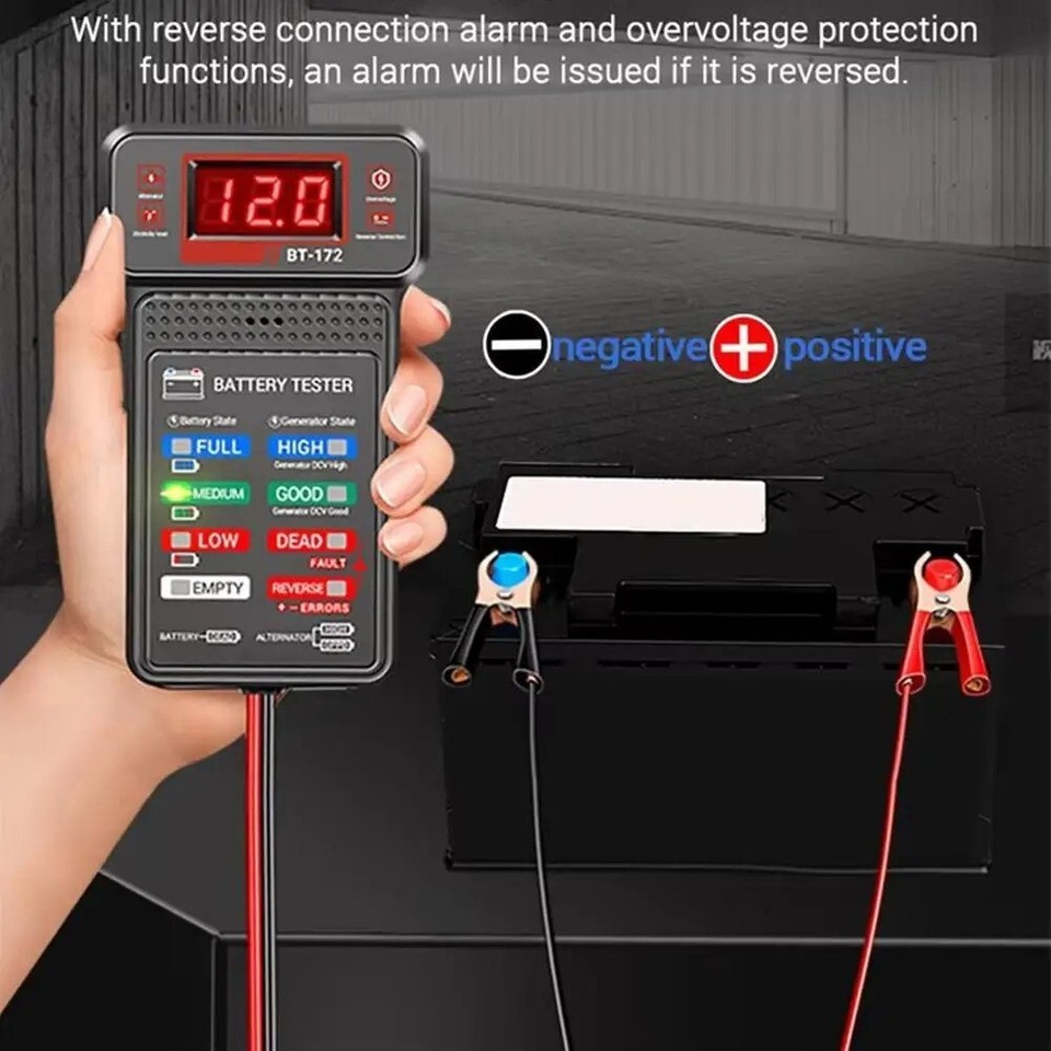 12V Car Battery Tester | Load Analyzer & Capacity Checker with LED ...