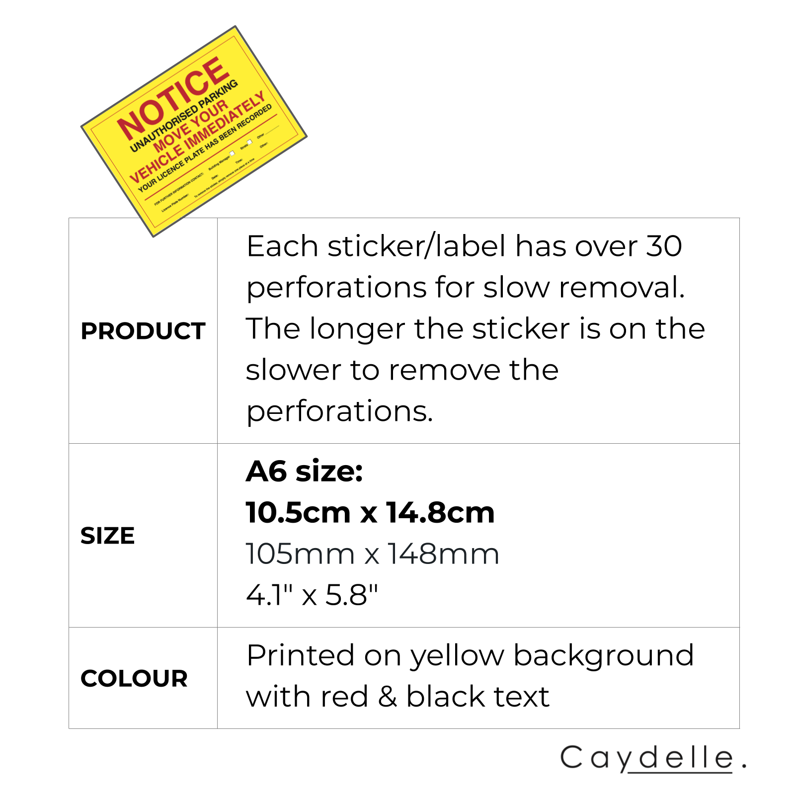 Vehicle Warning Stickers | Perforated A6 size | Australia | Car ...